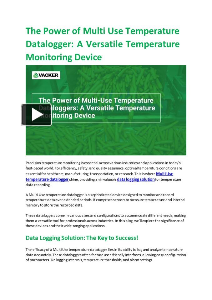 PPT – The Power of Multi Use Temperature Datalogger: A Versatile Temperature Monitoring Device ...