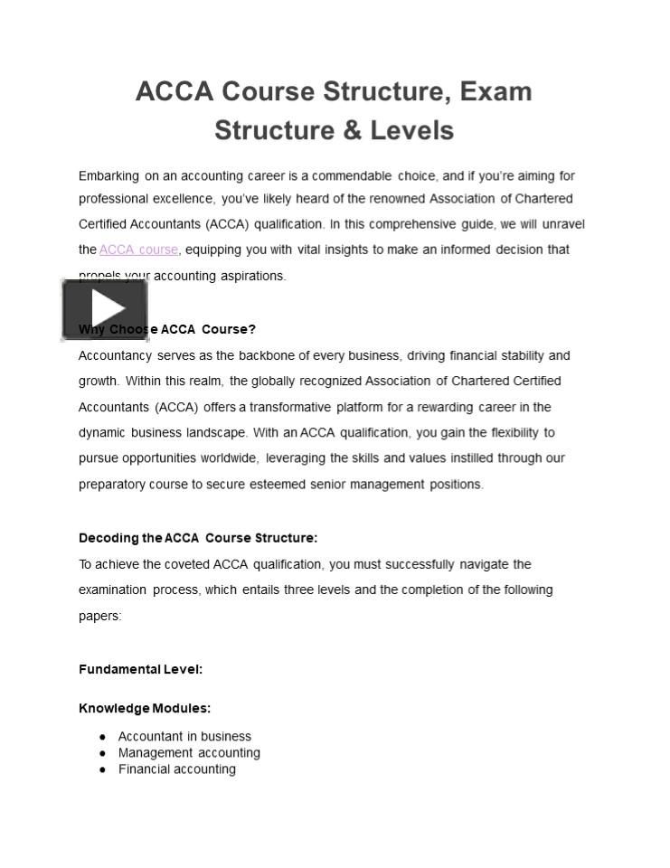 PPT – ACCA Course Structure, Exam Structure & Levels PowerPoint presentation | free to download ...