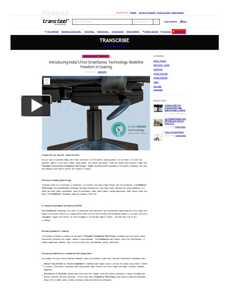 PPT – Introducing India’s First SmartSense Technology: Redefine Freedom in Seating PowerPoint ...