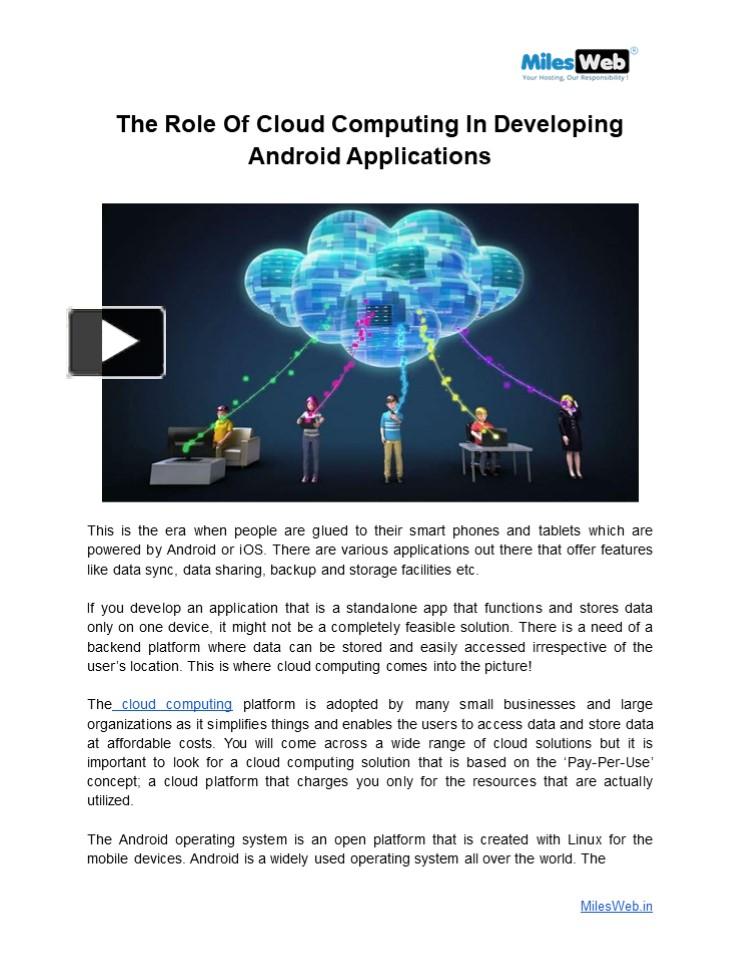 PPT – The Role Of Cloud Computing In Developing Android Applications PowerPoint presentation ...