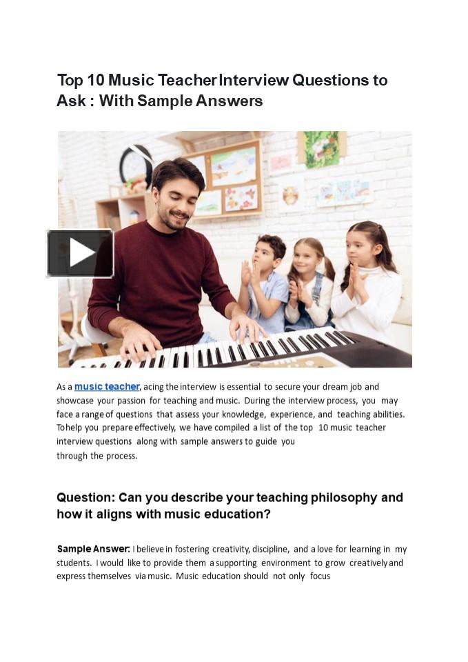 PPT – Music Teacher- Top 10 interview Questions To Ask PowerPoint ...