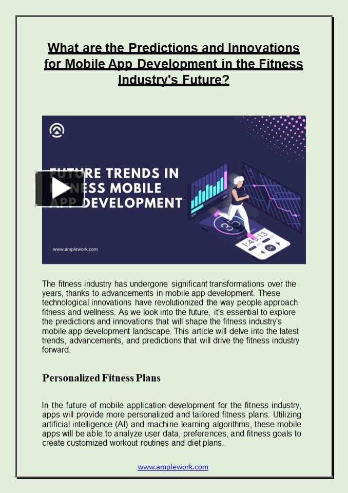PPT – What are the Predictions and Innovations for Mobile App Development in the Fitness ...