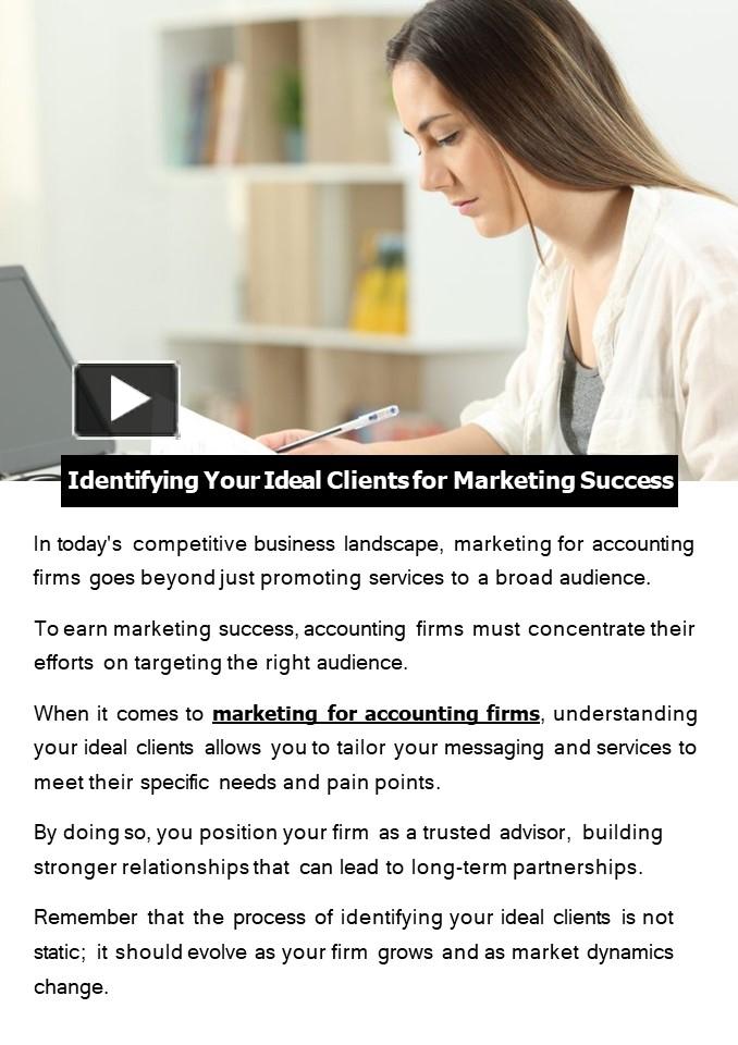 Identifying Your Ideal Clients for Marketing Success presentation | free to download