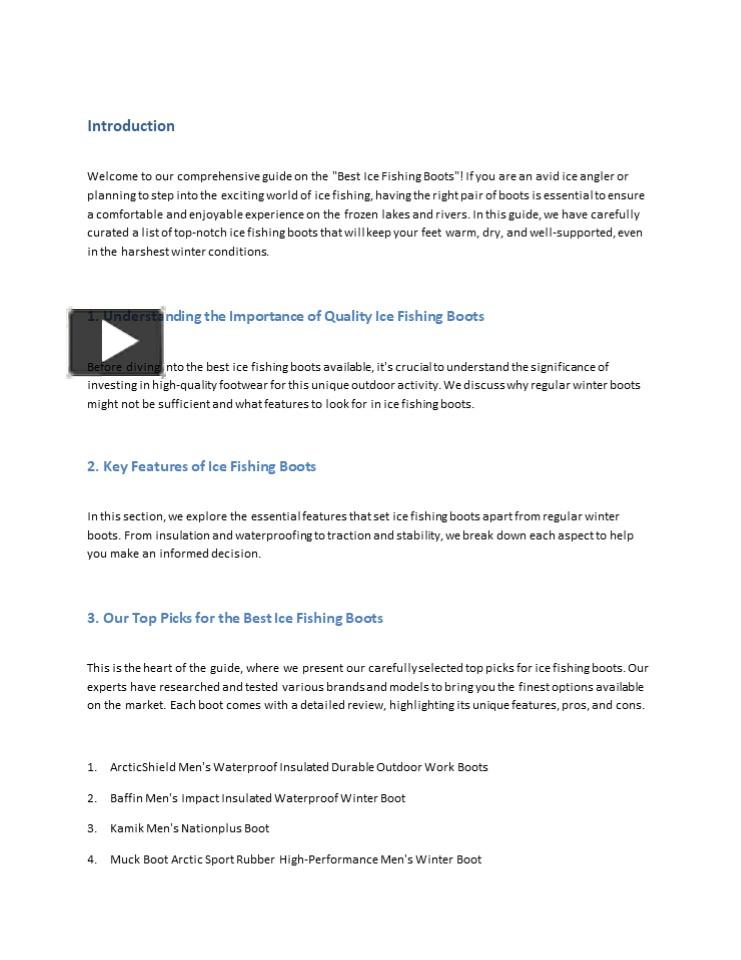 PPT – Ultimate Ice Fishing Boots Guide: Warmth, Comfort, and Durability ...
