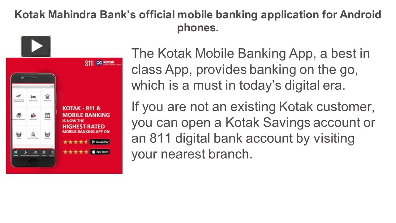 Kotak Mahindra Bank’s official mobile banking app for Android phones. presentation | free to ...