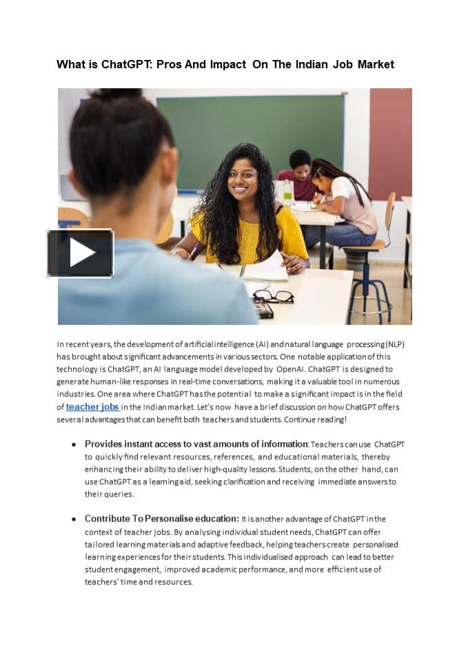 Know About ChatGPT And Its Impact On Teacher Job Market presentation ...