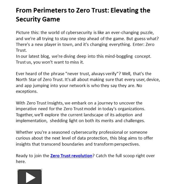 PPT – From Perimeters to Zero Trust: Elevating the Security Game PowerPoint presentation | free ...
