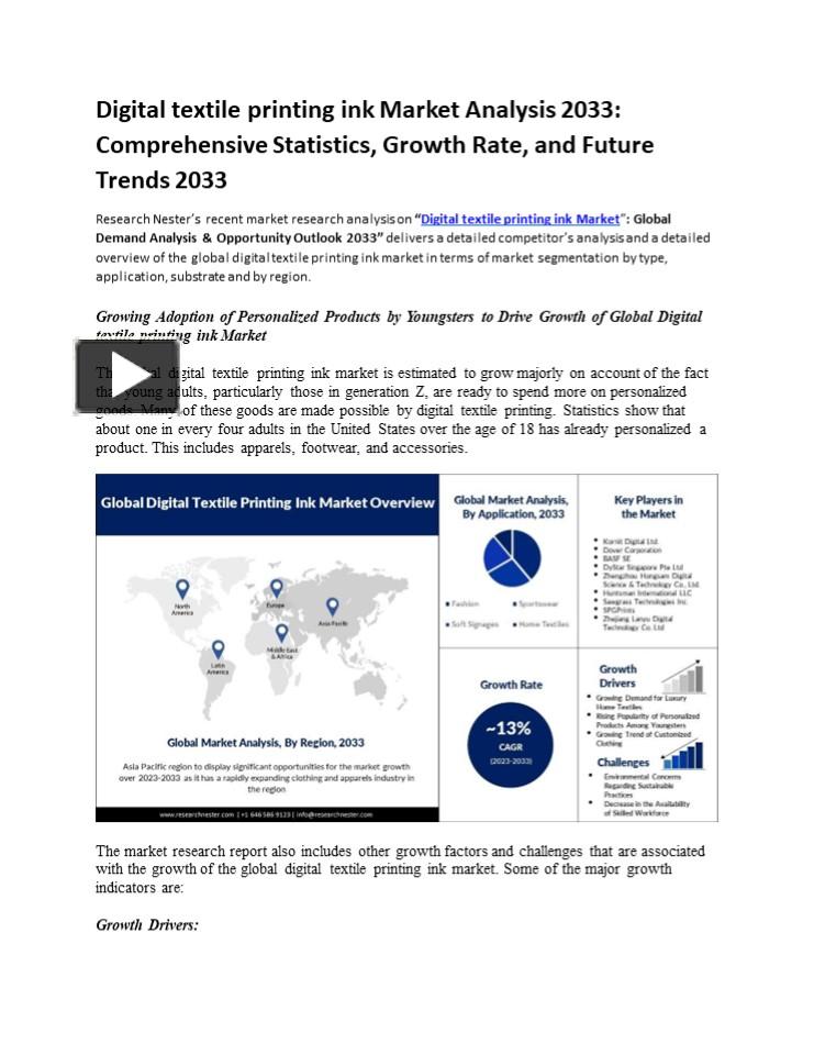 PPT – Digital textile printing ink Market: Forecasting Robust Industry Growth and Development ...