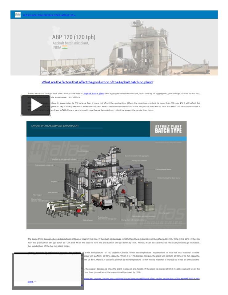 What are the factors that affect the production of the Asphalt batching plant presentation ...