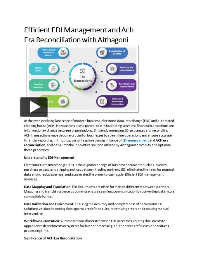 PPT – Efficient EDI Management and Ach Era Reconciliation with Aithagoni PowerPoint presentation ...