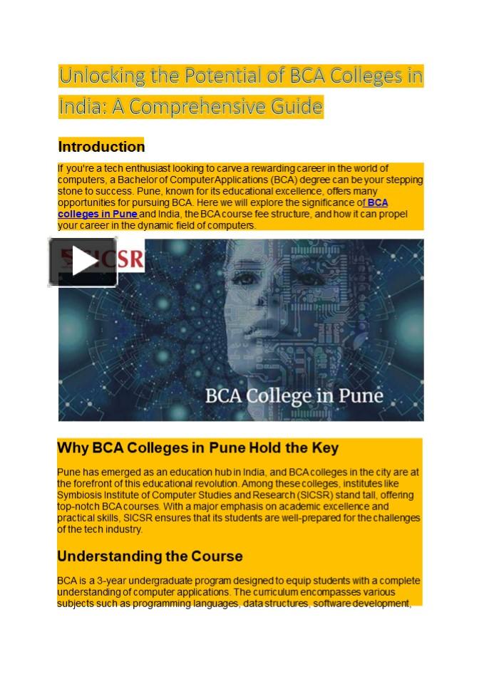 PPT – Unlocking the Potential of BCA Colleges in India: A Comprehensive Guide PowerPoint ...
