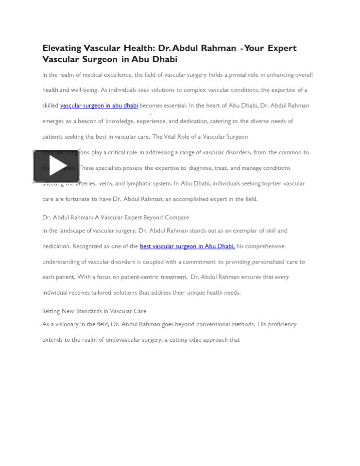 PPT – Elevating Vascular Health Dr Abdul Rahman Your Expert Vascular ...