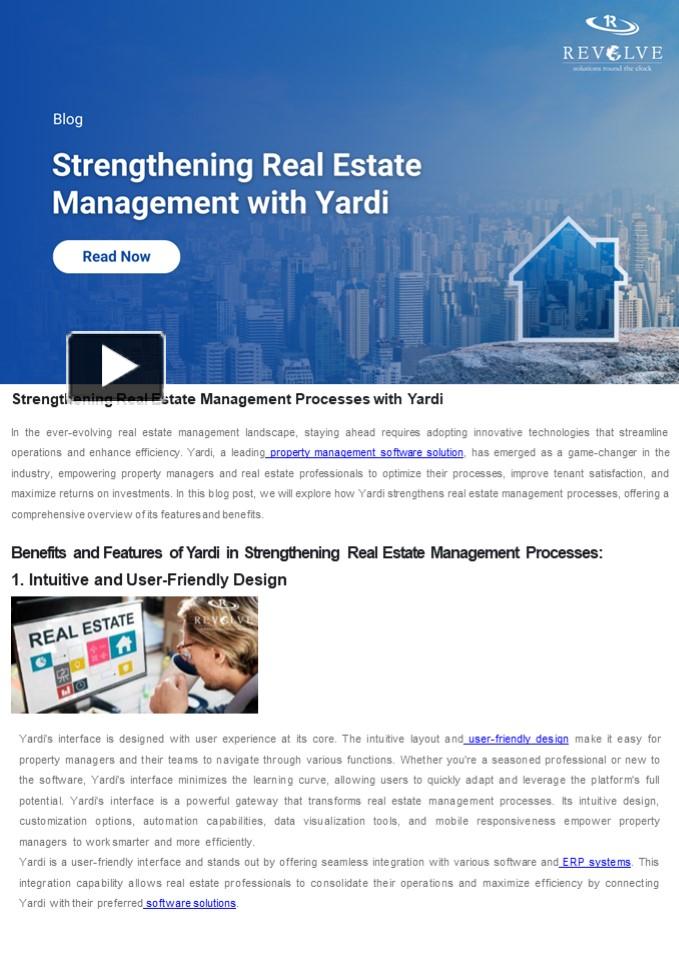 Strengthening Real Estate Management Processes with Yardi presentation | free to download
