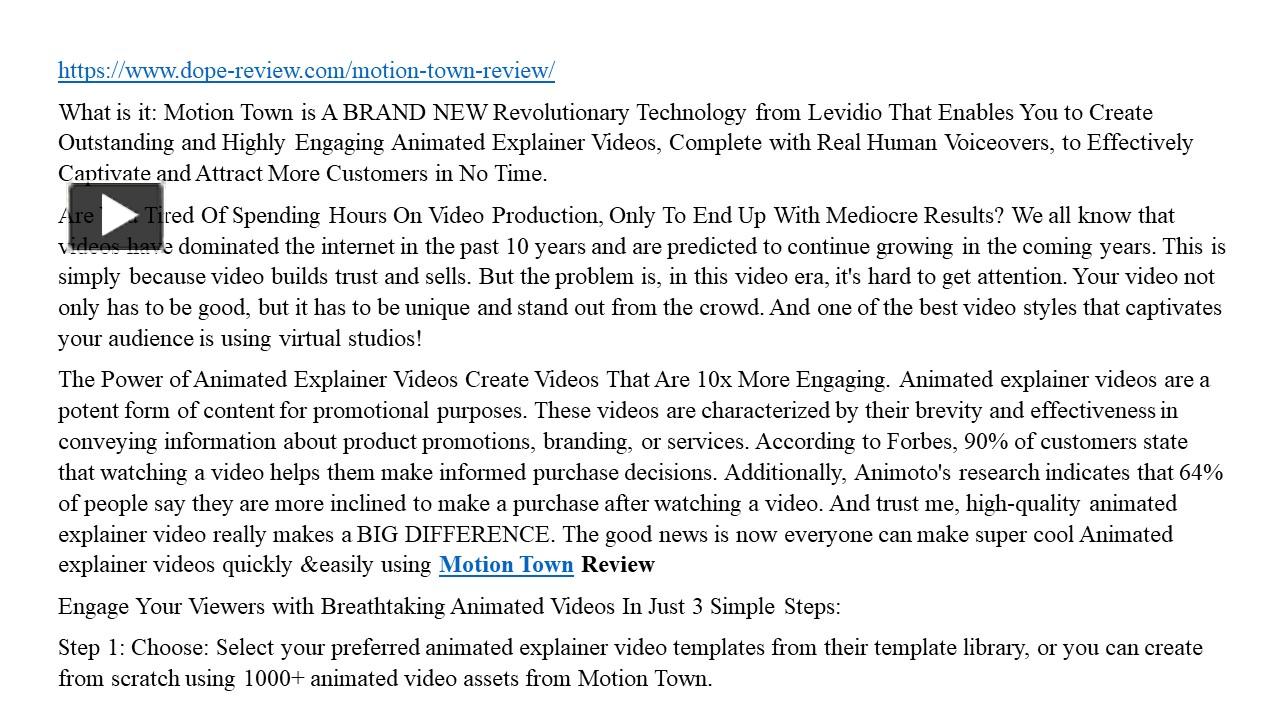 PPT – Motion Town Review PowerPoint presentation | free to download - id: 976873-YTgyY