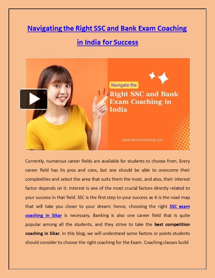 PPT – Navigating the Right SSC and Bank Exam Coaching in India for Success PowerPoint ...