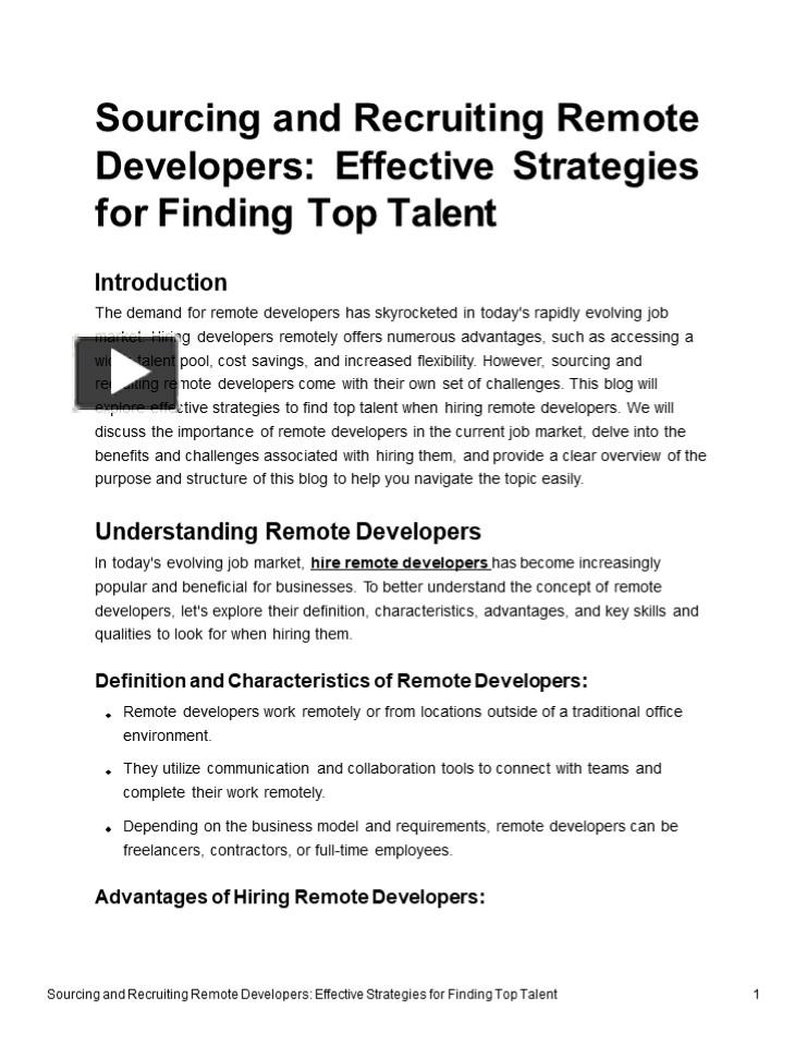 PPT – Sourcing and Recruiting Remote Developers: Effective Strategies for Finding Top Talent ...