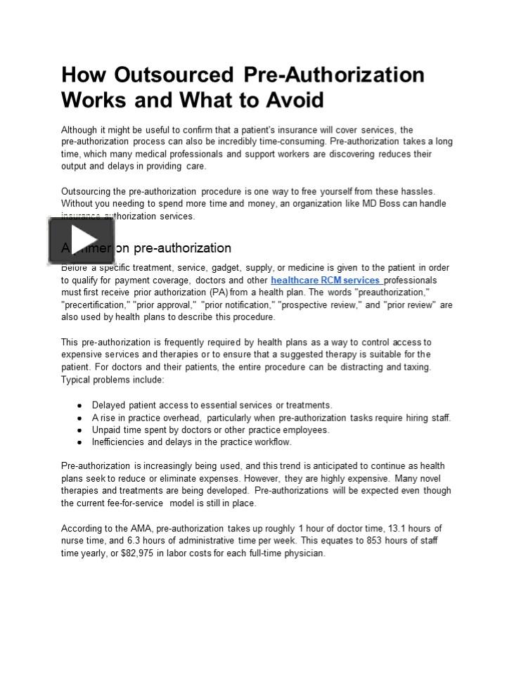 PPT – How Outsourced Pre-Authorization Works and What to Avoid PowerPoint presentation | free to ...