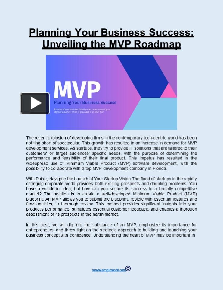 Planning Your Business Success: Unveiling the MVP Roadmap presentation | free to download