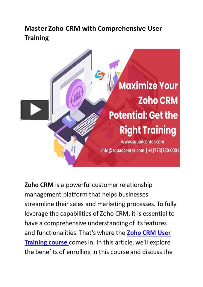 Master Zoho CRM with Comprehensive User Training presentation | free to download