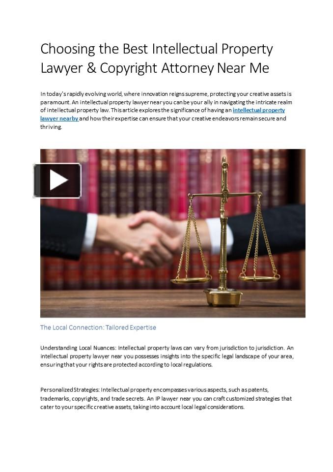 PPT – Choosing the Best Intellectual Property Lawyer & Copyright Attorney Near Me PowerPoint ...