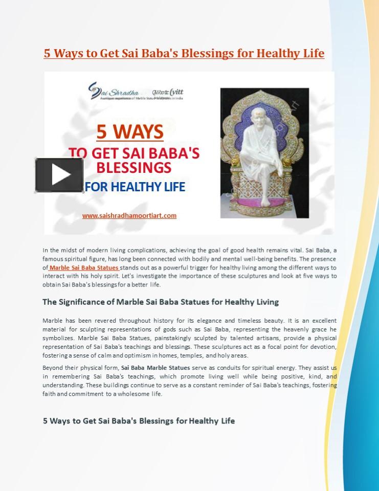 PPT – 5 Ways to Get Sai Baba's Blessings for Healthy Life PowerPoint presentation | free to ...