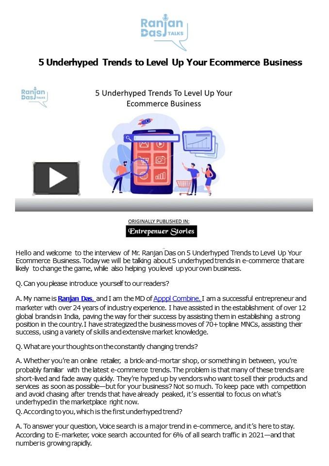 5 Underhyped Trends to Level Up Your Ecommerce Business presentation | free to download