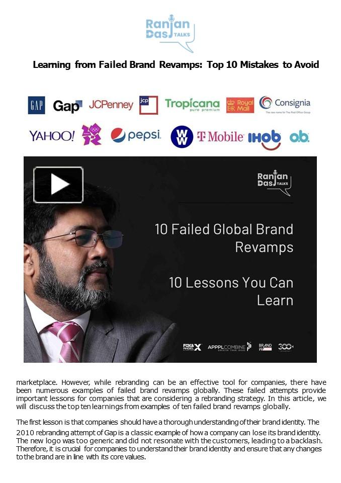Learning from Failed Brand Revamps: Top 10 Mistakes to Avoid presentation | free to download