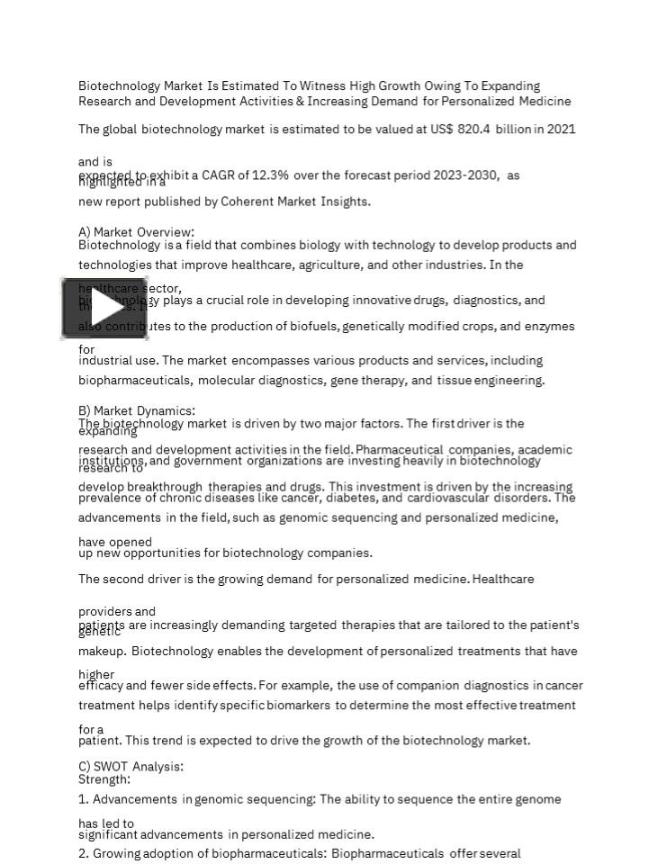 PPT – Biotechnology Market PowerPoint presentation | free to download ...