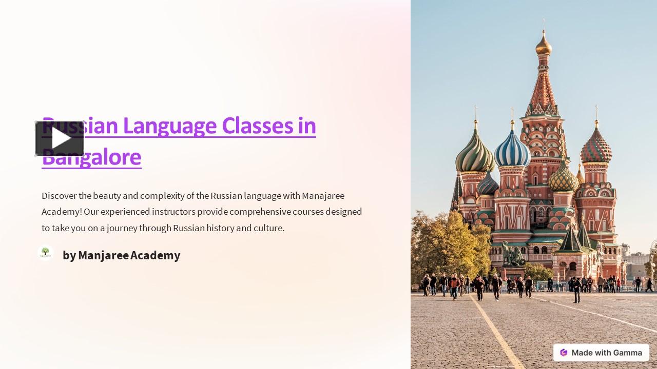 Russian Language Classes in Bangalore presentation | free to download
