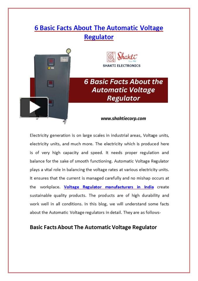 PPT – 6 Basic Facts About The Automatic Voltage Regulator PowerPoint presentation | free to ...