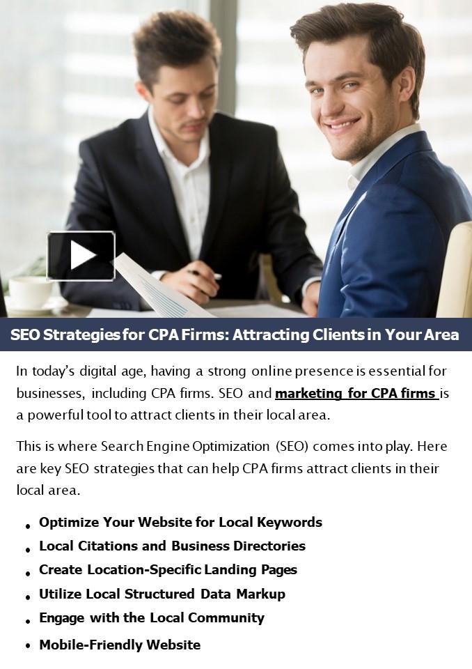 PPT – SEO Strategies for CPA Firms: Attracting Clients in Your Area PowerPoint presentation ...