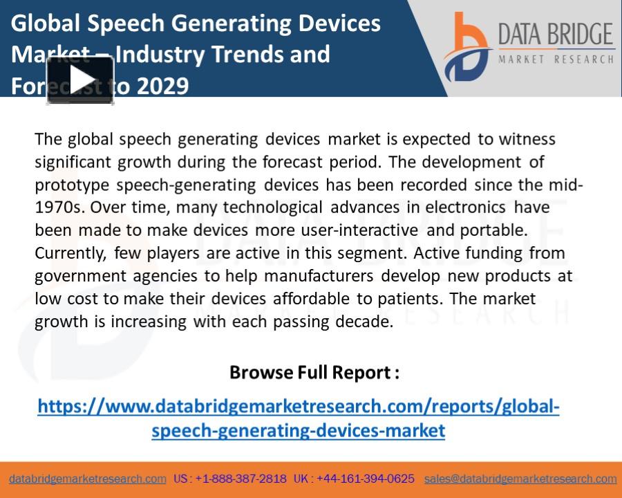 Global Speech Generating Devices Market presentation | free to download