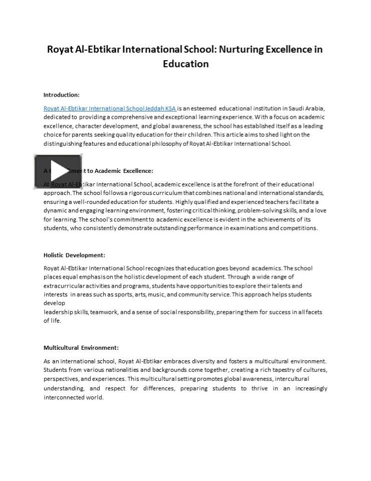PPT – Royat Al-Ebtikar International School PowerPoint presentation | free to download - id ...