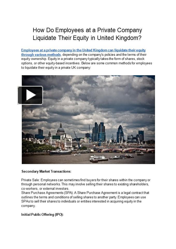 PPT – How Do Employees at a Private Company Liquidate Their Equity in United Kingdom? PowerPoint ...