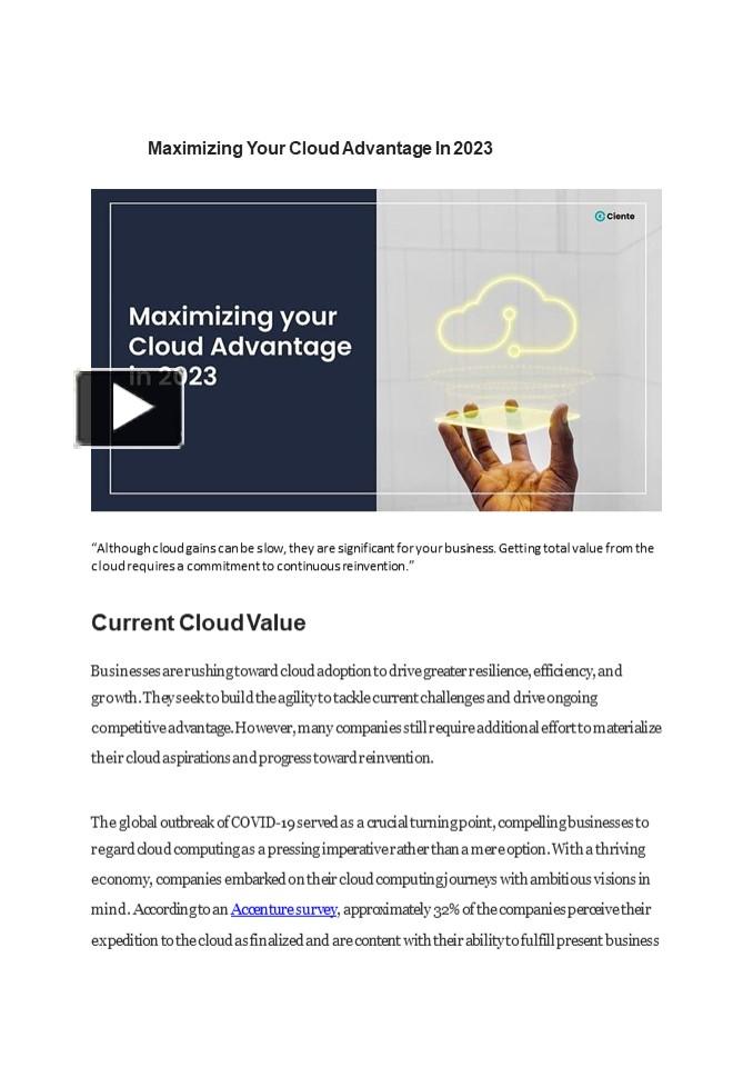 PPT – Maximizing your Cloud Advantage in 2023 PowerPoint presentation | free to download - id ...