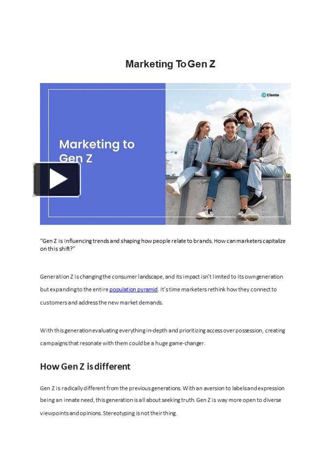 Marketing to Gen Z presentation | free to download