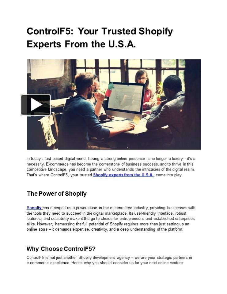 PPT – ControlF5: Your Trusted Shopify Experts From the U.S.A. PowerPoint presentation | free to ...