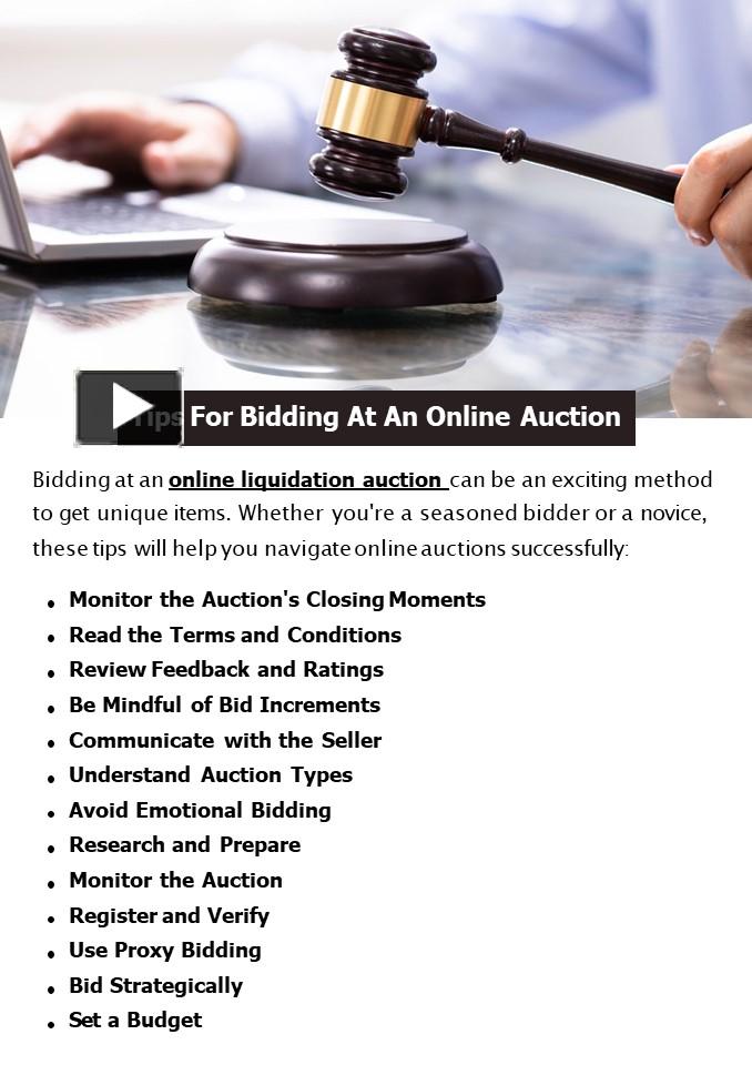 Tips For Bidding At An Online Auction presentation | free to download