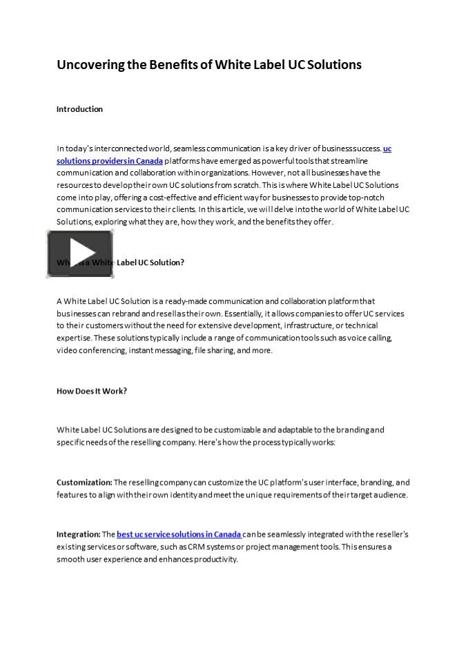 PPT – Uncovering the Benefits of White Label UC Solutions PowerPoint presentation | free to ...
