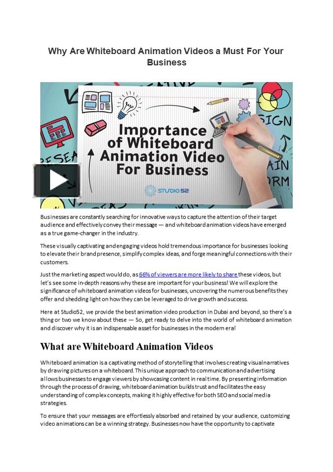 PPT – Why Are Whiteboard Animation Videos A Must For Your Business PowerPoint presentation ...