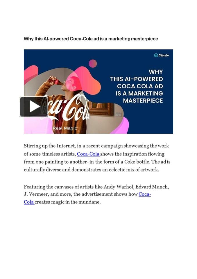 PPT – Why this AI-powered Coca Cola ad is a marketing masterpiece PowerPoint presentation | free ...