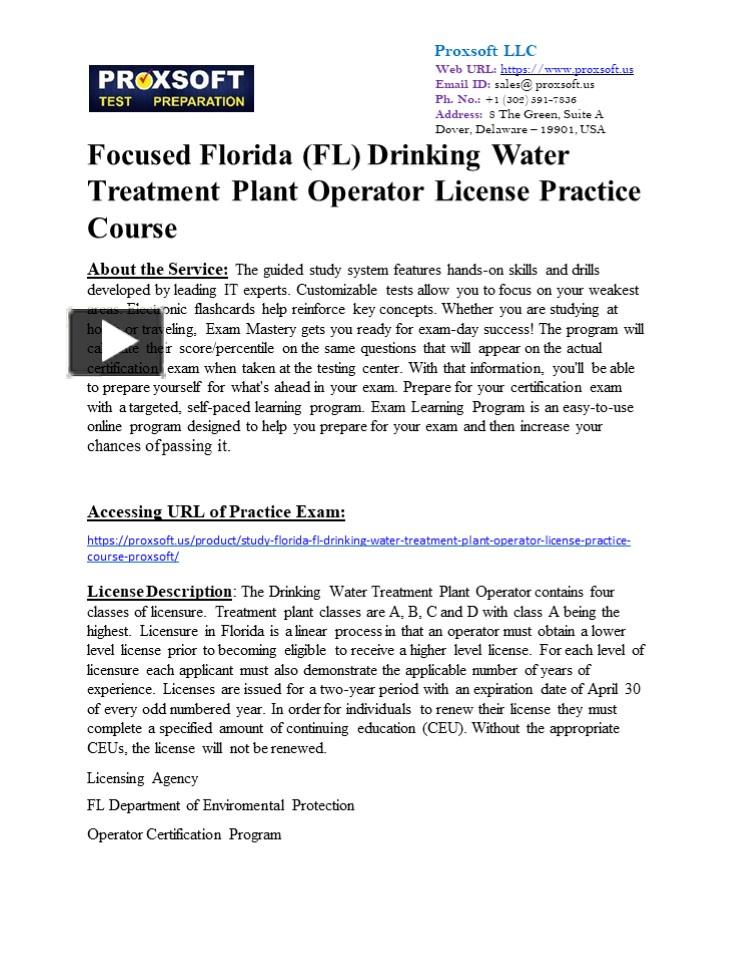 PPT – Focused Florida (FL) Drinking Water Treatment Plant Operator ...