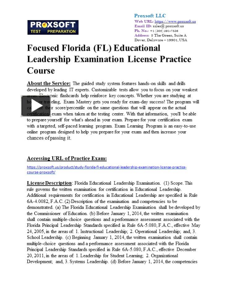 PPT – Focused Florida (FL) Educational Leadership Examination License Practice Course PowerPoint ...