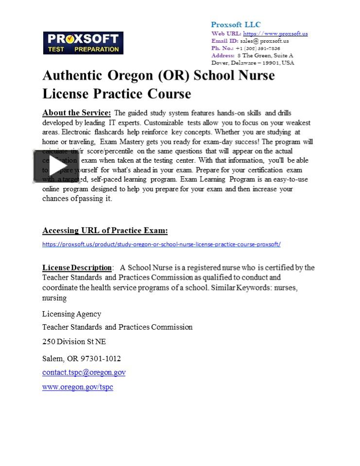 PPT – Authentic Oregon (OR) School Nurse License Practice Course PowerPoint presentation | free ...