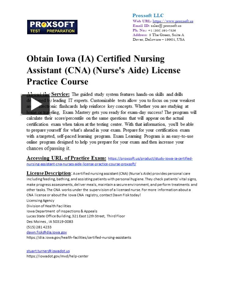 PPT – Obtain Iowa (IA) Certified Nursing Assistant (CNA) (Nurse's Aide ...