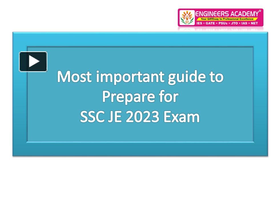PPT – Most important guide to Prepare for SSC JE 2023 Exam PowerPoint presentation | free to ...