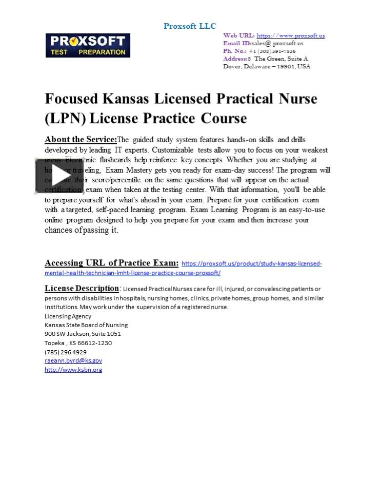 Focused Kansas Licensed Practical Nurse (LPN) License Practice Course presentation | free to ...