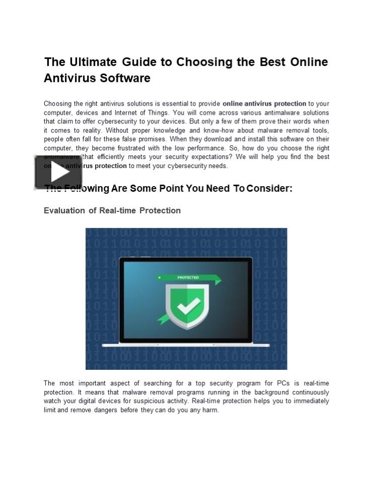 The Ultimate Guide to Choosing the Best Online Antivirus Software presentation | free to download