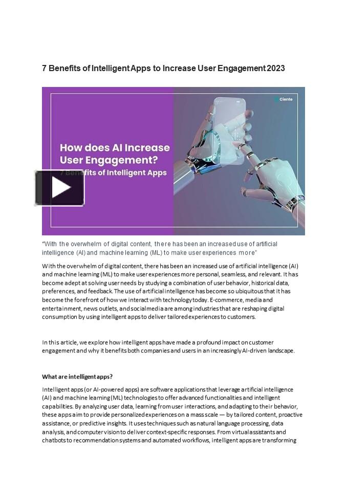 PPT – How Does AI Increase User Engagement? 7 Benefits Of Intelligent Apps PowerPoint ...
