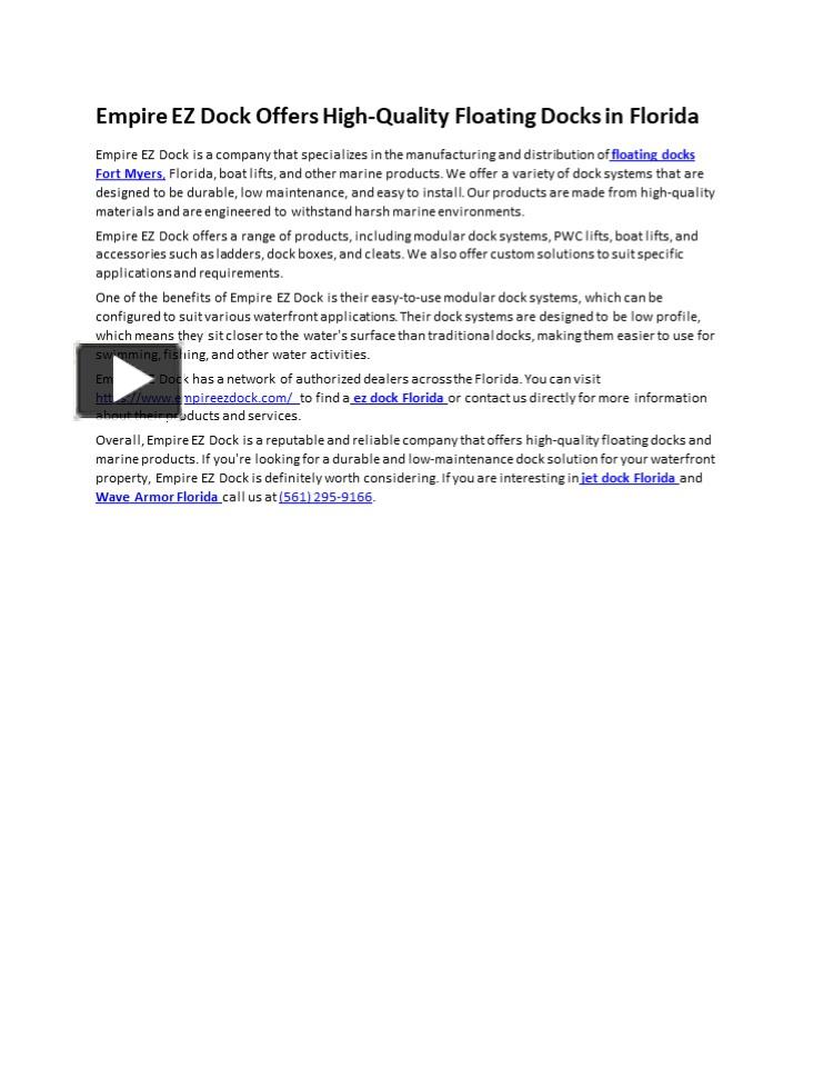 PPT – Empire EZ Dock - Your Ultimate Destination for EZ Docks and Wave Armor Jet Ski Docks in ...